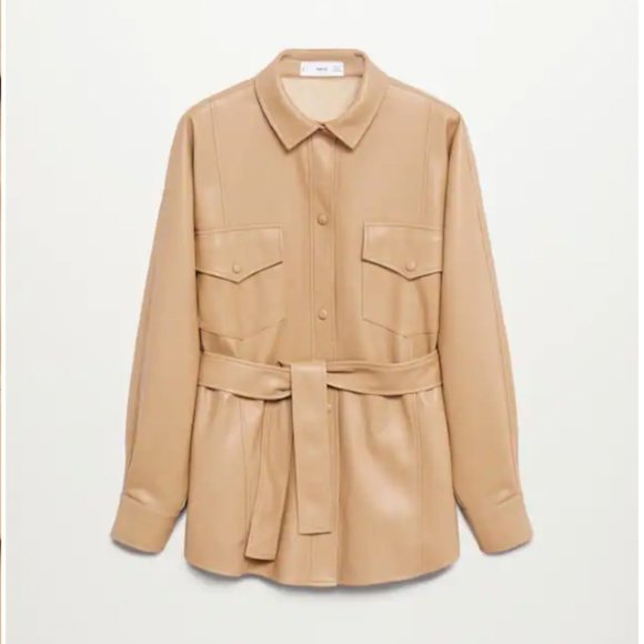 Mango | Jackets & Coats | Mango Leather Shirt Jacket | Poshmark